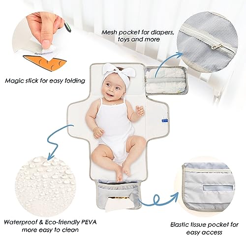 Bulletgxll Carrot Portable Diaper Changing Pad Waterproof Changing Pad with Baby Tissue Pocket and Magic Stick for Newborn Baby.