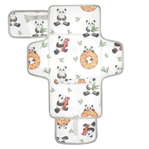 bulletgxll donut panda portable diaper changing pad waterproof changing pad with baby tissue pocket and magic stick for newborn baby.