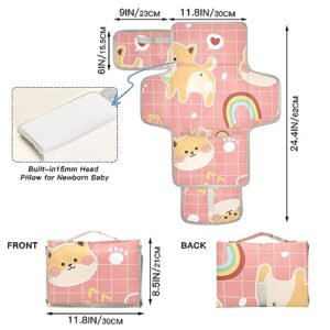 Bulletgxll Cute Shiba Portable Diaper Changing Pad Waterproof Changing Pad with Baby Tissue Pocket and Magic Stick for Newborn Baby.