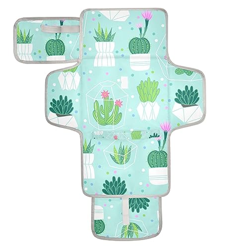 Bulletgxll Cactus Potted Portable Diaper Changing Pad Waterproof Changing Pad with Baby Tissue Pocket and Magic Stick for Newborn Baby.