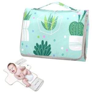 Bulletgxll Cactus Potted Portable Diaper Changing Pad Waterproof Changing Pad with Baby Tissue Pocket and Magic Stick for Newborn Baby.