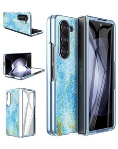 ddj for samsung galaxy z fold 5 case, hard pc bling diamond rhinestone elegant case for women girls，anti-scratch shockproof sparkling case for galaxy z fold 5,blue