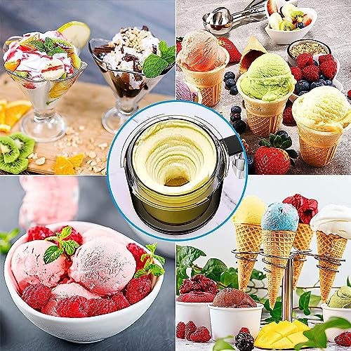 EVANEM 2/4/6PCS Creami Deluxe Pints, for Ninja Kitchen Creami,16 OZ Ice Cream Pints Cup Safe and Leak Proof Compatible NC301 NC300 NC299AMZ Series Ice Cream Maker,Pink+Green-4PCS