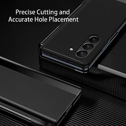 Yotta for Samsung Galaxy Z Fold 5 Case with Pen Holder, Ultra-Thin Leather Phone Cover Magnetic Adsorption Flip Protective Cases Anti-Scratch Shockproof Business Hard Covers(Color:C)