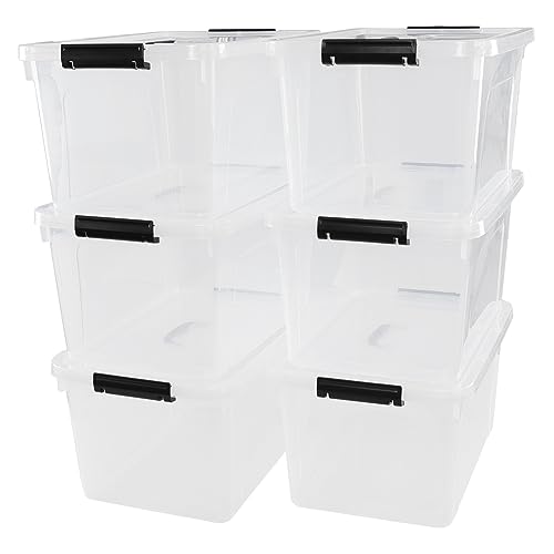 Joyeen 18 Liters Stoage box with lid, Clear Plastic Storage Bin Totes Set of 6