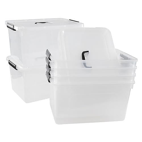 Joyeen 18 Liters Stoage box with lid, Clear Plastic Storage Bin Totes Set of 6