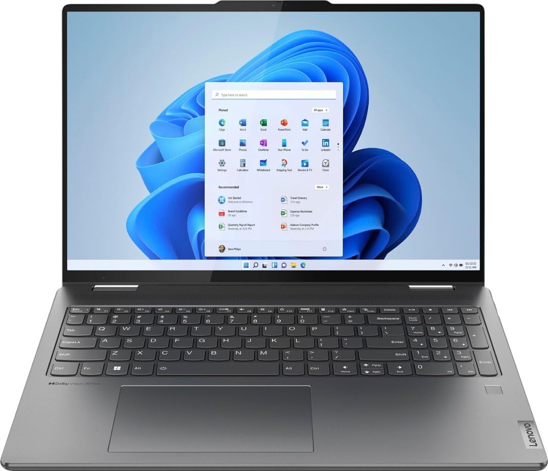 Lenovo Yoga 7 82YN 2023 Laptop ~ 16" 1920x1200 60Hz IPS Touch ~ Intel Core i7-1355U ~ 16GB LPDDR5~1TB M.2 NVMe ~ Backlit Keyboard with Fingerprint ~ Thunderbolt 4 ~ Windows 10 Pro ~ Storm Grey