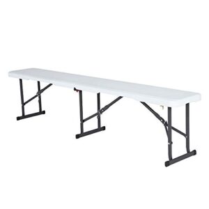 Lifetime 6-Foot Fold in Half Table, White Granite & 80305 Portable Folding Bench, White