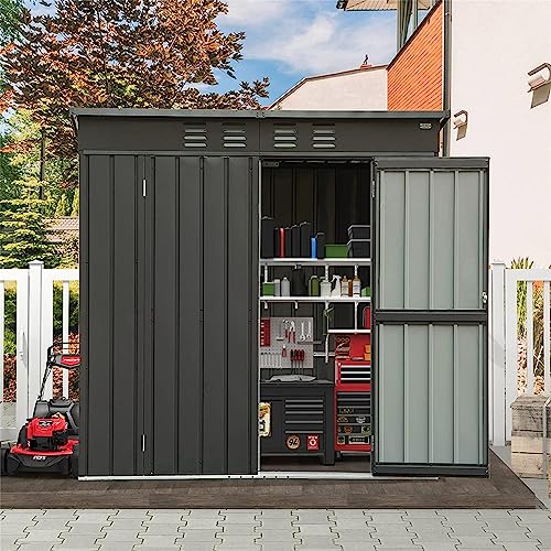 Outdoor Storage Shed Metal Waterproof Garden Tool Shed with Lockable Door Outdoor Storage Clearance for Backyard, Patio, Lawn (6.27x4.51FT)