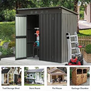 Outdoor Storage Shed Metal Waterproof Garden Tool Shed with Lockable Door Outdoor Storage Clearance for Backyard, Patio, Lawn (6.27x4.51FT)