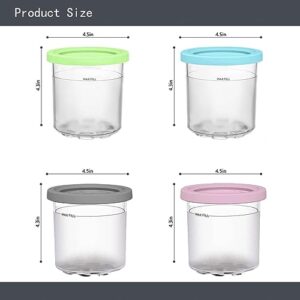 DISXENT 2/4/6PCS Creami Deluxe Pints, for Ninja Kitchen Creami,16 OZ Ice Cream Containers with Lids Reusable,Leaf-Proof Compatible NC301 NC300 NC299AMZ Series Ice Cream Maker,Pink+Blue-4PCS