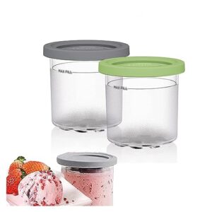 undr 2/4/6pcs creami containers, for ninja kitchen creami,16 oz ice cream pint bpa-free,dishwasher safe for nc301 nc300 nc299am series ice cream maker,gray+green-6pcs