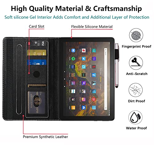 Case Compatible with Amazon All-New Kindle Fire 7 Tablet (2022 Release-12th Generation) Latest Model 7，Slim Fit Foldable Standing Cover Case with Auto Sleep/Wake，Cow Flower