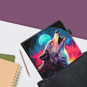 Case Compatible with Amazon All-New Kindle Fire 7 Tablet (2022 Release-12th Generation) Latest Model 7，Slim Fit Foldable Standing Cover Case with Auto Sleep/Wake，Wolf Under The Moon