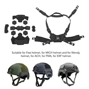 GLOGLOW Helmet Dial Hanging System, 24 Adjustable Hook and Fasteners Double Layer Nylon Sponge Helmet Padding Kit for Outdoor (Black Sponge)