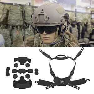 GLOGLOW Helmet Dial Hanging System, 24 Adjustable Hook and Fasteners Double Layer Nylon Sponge Helmet Padding Kit for Outdoor (Black Sponge)