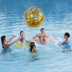 Muised 5PC Transparent PVC Inflatable Beach Ball Elastic Beach Ball Confetti Ball Pool Beach Outdoor Toys, Beach Sand Outdoor Water Games Toddler Bath Toys Pool Party Favors