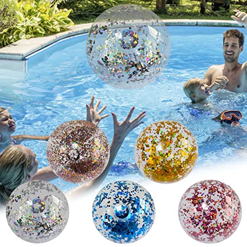 Muised 5PC Transparent PVC Inflatable Beach Ball Elastic Beach Ball Confetti Ball Pool Beach Outdoor Toys, Beach Sand Outdoor Water Games Toddler Bath Toys Pool Party Favors