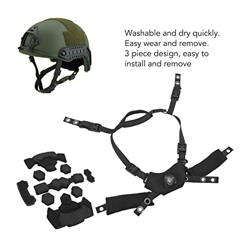 Zerodis Helmet Dial Suspension System Chin Strap, Helmet Padding Kit Easy to Install Sponge Nylon 24 Adjustable Hook and Fasteners for Cycling (Black Sponge)