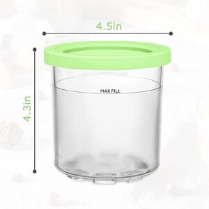 VRINO Creami Pints and Lids - 4 Pack, for Ninja Kitchen Creami,16 OZ Creami Pints Safe and Leak Proof for NC301 NC300 NC299AM Series Ice Cream Maker