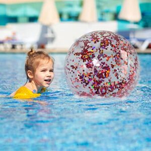 Transparent PVC Inflatable Beach Ball Elastic Beach Ball Confetti Ball Pool Beach Outdoor Toys, Bath Time Toys Swimming Pool & Outdoor Water Toys Swimming Pool Games Sand Toys for Beach Older Kids