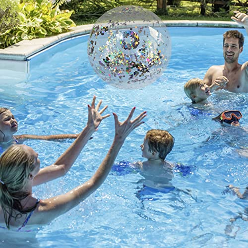 Transparent PVC Inflatable Beach Ball Elastic Beach Ball Confetti Ball Pool Beach Outdoor Toys, Bath Time Toys Swimming Pool & Outdoor Water Toys Swimming Pool Games Sand Toys for Beach Older Kids