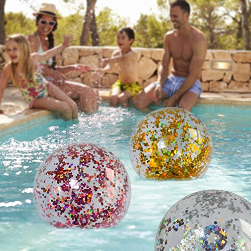 Transparent PVC Inflatable Beach Ball Elastic Beach Ball Confetti Ball Pool Beach Outdoor Toys, Bath Time Toys Swimming Pool & Outdoor Water Toys Swimming Pool Games Sand Toys for Beach Older Kids