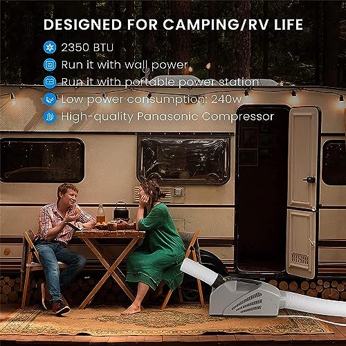 Portable Air Conditioner, Tent Air Conditioner, 2350 BTUs of Cooling, 650W Low Power Consumption, No Drainage Required, for Outdoor Camping/RVs or Home Use