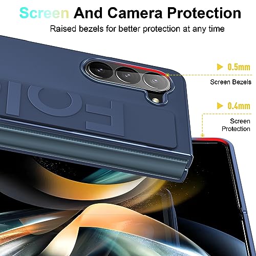 Phone flip case Ultra-Thin Case Compatible with Samsung Galaxy Z Fold 5 Case w Grip Silicone Strap, Hard PC Case, Anti-Scratches Shockproof Case Protective Phone Case Phone Cover (Color : Matte Clear