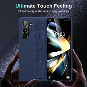 Phone flip case Ultra-Thin Case Compatible with Samsung Galaxy Z Fold 5 Case w Grip Silicone Strap, Hard PC Case, Anti-Scratches Shockproof Case Protective Phone Case Phone Cover (Color : Matte Clear