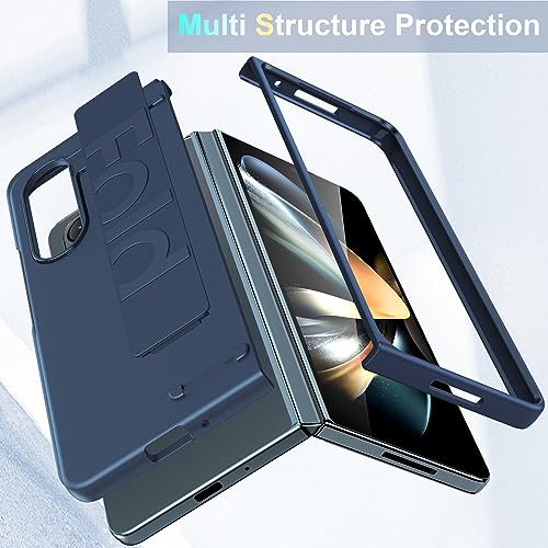 Phone flip case Ultra-Thin Case Compatible with Samsung Galaxy Z Fold 5 Case w Grip Silicone Strap, Hard PC Case, Anti-Scratches Shockproof Case Protective Phone Case Phone Cover (Color : Matte Clear