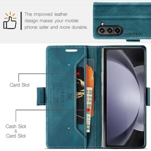 phone flip case Wallet Case Compatible with Samsung Galaxy Z Fold 5,Retro Real Cowhide Leather Folio Flip Wallet Magnetic Slim Phone Cover|Card Holder, Anti-Drop,Full Protection phone cover ( Color :