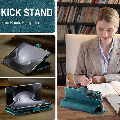 phone flip case Wallet Case Compatible with Samsung Galaxy Z Fold 5,Retro Real Cowhide Leather Folio Flip Wallet Magnetic Slim Phone Cover|Card Holder, Anti-Drop,Full Protection phone cover ( Color :