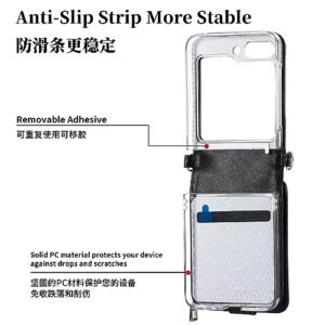 phone flip case 2 in 1 Detachable Wallet Case Compatible with Samsung Galaxy Z Flip 5 Case with Card Holder, Galaxy Z Flip 5 Case with Detachable Strap Crossbody Zipper Pocket Kickstand Compatible wit