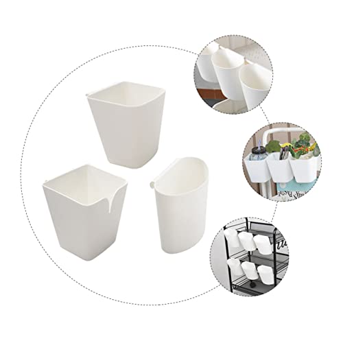 NOLITOY 3PCS wall mounted trash storage cart props wall mounted planters hanging containers for plants portable dolly small stand multi-purpose hanging barrel hanging storage basket bucket