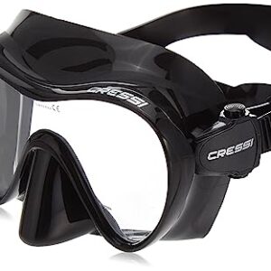 Cressi F One Frameless Scuba Snorkel Mask, Silicone Skirt for Scuba Diving and Snorkeling Dive Mask - Schwarz & Supernova Dry, Black/Black