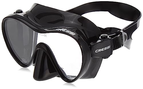 Cressi F One Frameless Scuba Snorkel Mask, Silicone Skirt for Scuba Diving and Snorkeling Dive Mask - Schwarz & Supernova Dry, Black/Black