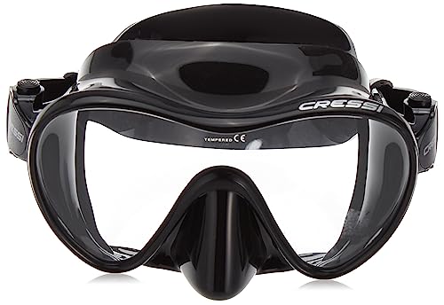 Cressi F One Frameless Scuba Snorkel Mask, Silicone Skirt for Scuba Diving and Snorkeling Dive Mask - Schwarz & Supernova Dry, Black/Black