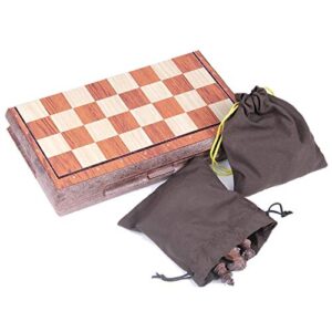 Chess Set Magnetic Board Tournament Travel Portable Chess Set New Chess Folded Board International Magnetic Chess Set Playing Chess Game Board Set (Color : Brown)