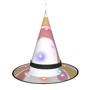 evanem multicolor rainbow 2 pcs halloween witch hats with led lights halloween decorations hat for women glowing witch hat