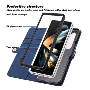 phone protective flip case Wallet Case for Samsung Galaxy Z Fold 3, Compatible with Samsung Galaxy Z Fold 3 Case [TPU Shockproof Interior Case] PU Leather Case with Magnetic Flip Cover Protective Hols