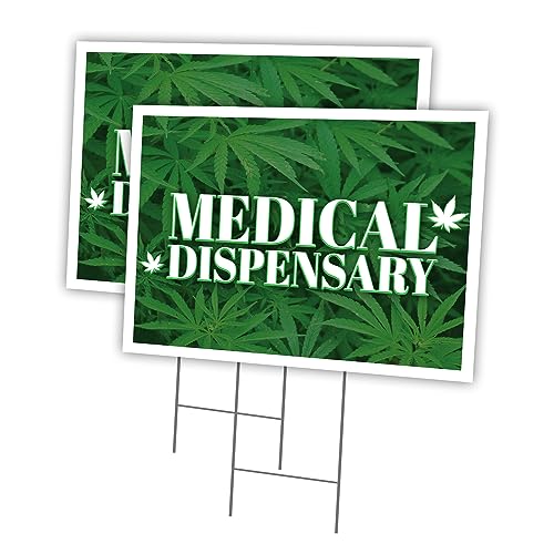 Medical Dispensary 2 Pack of 12" x 16" Yard Sign & Stake | Advertise Your Business | Stake Included Image On Front Only | Made in The USA