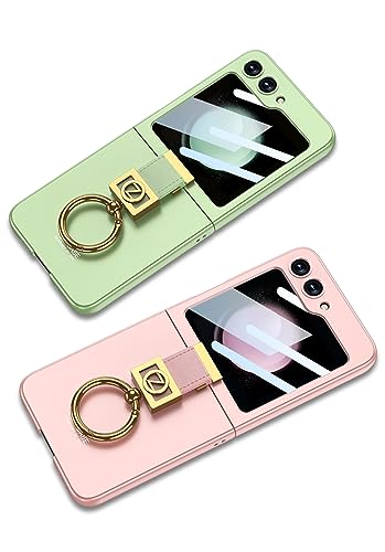 phone flip case Slim Case Compatible with Samsung Galaxy Z Flip 5 Case with Outer Screen Protector Case,Thin Hard PC Case Fashion Protective Case with Built-in Metal Ring phone screen protection ( Col