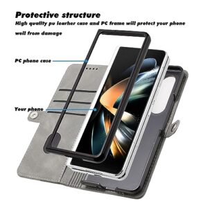 phone flip case Wallet Case for Samsung Galaxy Z Fold 3, Compatible with Samsung Galaxy Z Fold 3 Case [TPU Shockproof Interior Case] PU Leather Case with Magnetic Flip Cover phone screen protection (