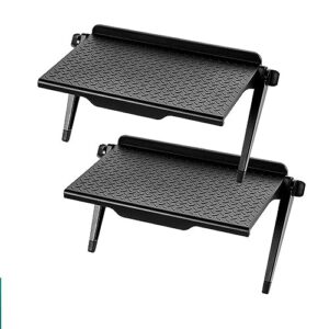 computer desktop stand riser holder, punch-free computer monitor rack, vented metal desk shelf for desk organizer, plastic tv set-top box screen bracket router storage rack (black)