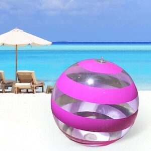 Summer Beach Ball, Summer Water Games, PVC Party Favor Blow Balls, Inflatable Pool Toys for Yard, Hawaiian Theme, Party, Lake Summer Beach, Violet Stripe