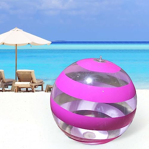 Summer Beach Ball, Summer Water Games, PVC Party Favor Blow Balls, Inflatable Pool Toys for Yard, Hawaiian Theme, Party, Lake Summer Beach, Violet Stripe