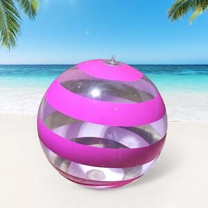 Summer Beach Ball, Summer Water Games, PVC Party Favor Blow Balls, Inflatable Pool Toys for Yard, Hawaiian Theme, Party, Lake Summer Beach, Violet Stripe