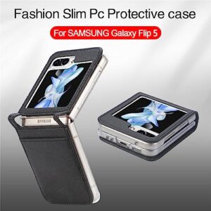 XINDEMEI for Samsung Galaxy Z Flip 5 5G Case Built-in Card Slots Leather Flip Case All-Inclusive Shockproof Protective Cover (Black)