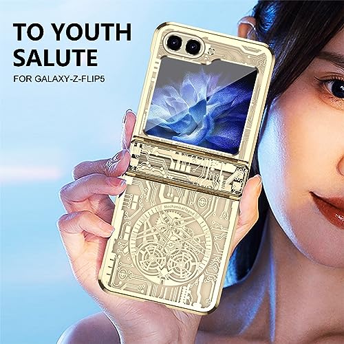 Phone Case Slim Case Compatible with Samsung Galaxy Z Flip 5 with Hinge+Camera Lens Protector,Thin Hard PC Case Fashion Protective Case for Galaxy Z Flip 5 Rugged Electroplating Cover phone protector